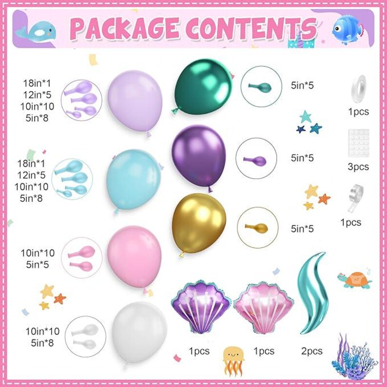 Mermaid Balloon Arch Kit - Pastel Party Decorations for Ocean Theme ...