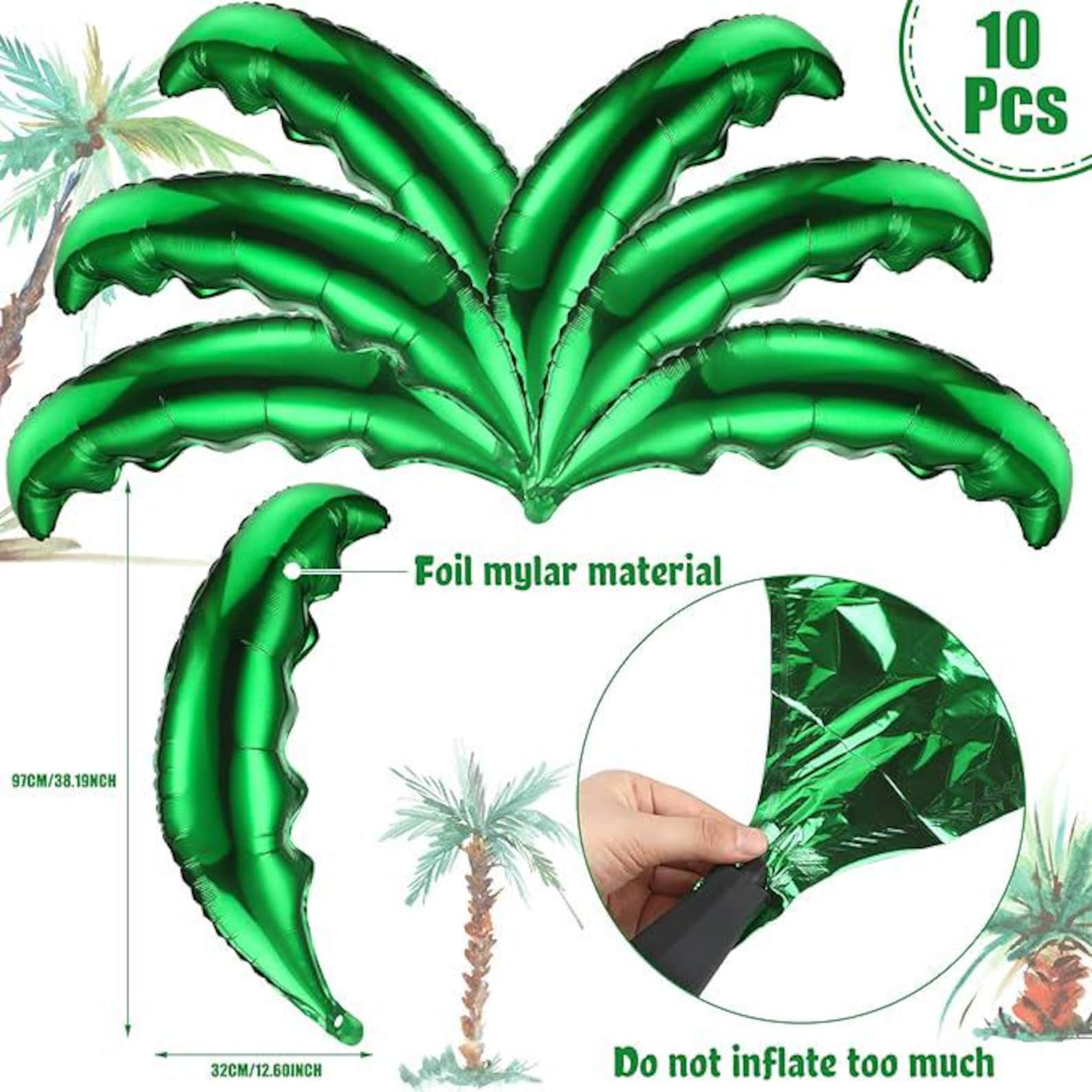 100pcs Tropical Party Balloon Set – Palm Leaf & Coconut Balloons for ...
