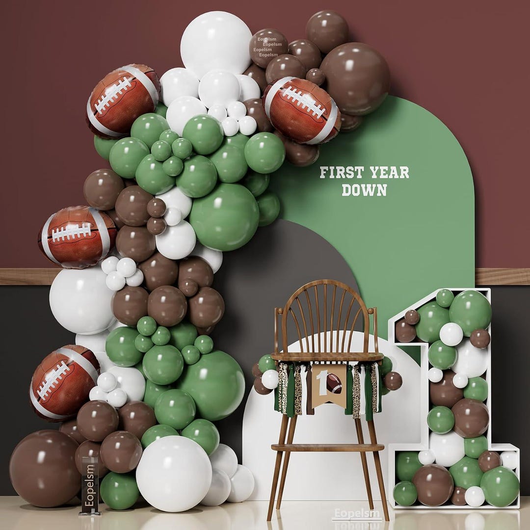 133PCS Football Balloon Arch Kit Sage Green Brown Balloons for Sports ...