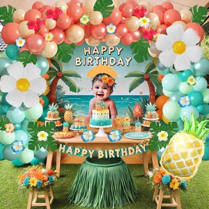 Tropical Balloon Garland Kit With Rose Gold & Blush Balloons, Palm ...