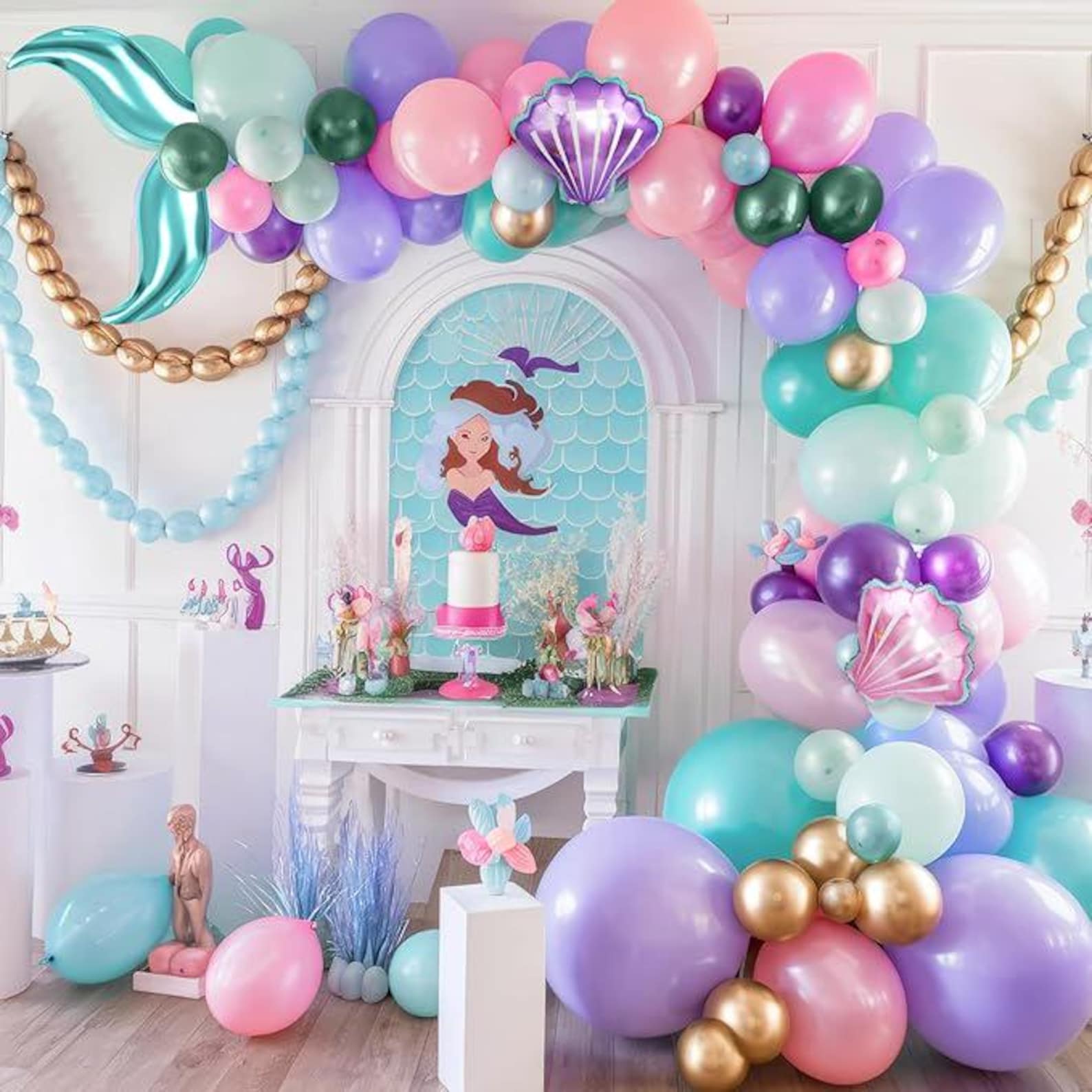 Mermaid Balloon Arch Kit - Pastel Party Decorations for Ocean Theme ...