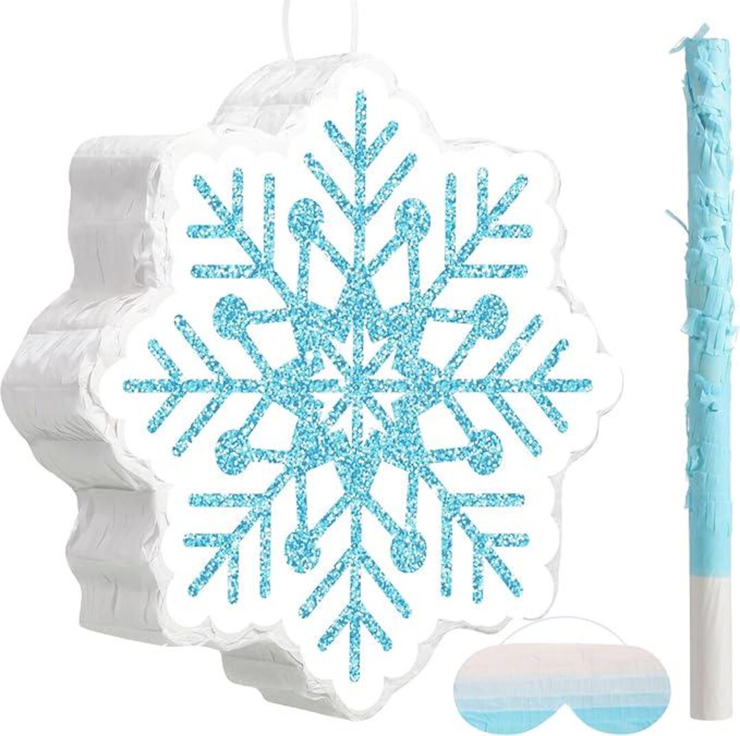 Winter Wonderland Christmas Pinata With Blindfold and Bat for Snowflake ...