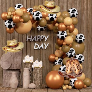 135pcs Western Cowboy Balloon Arch Kit With Cow Print for Farm Theme ...