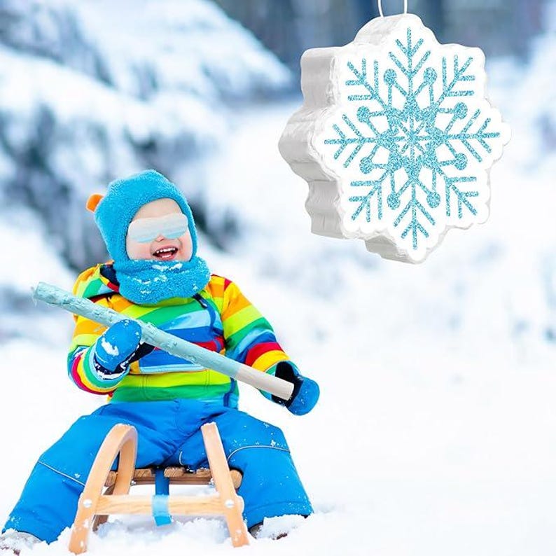 Winter Wonderland Christmas Pinata With Blindfold and Bat for Snowflake ...