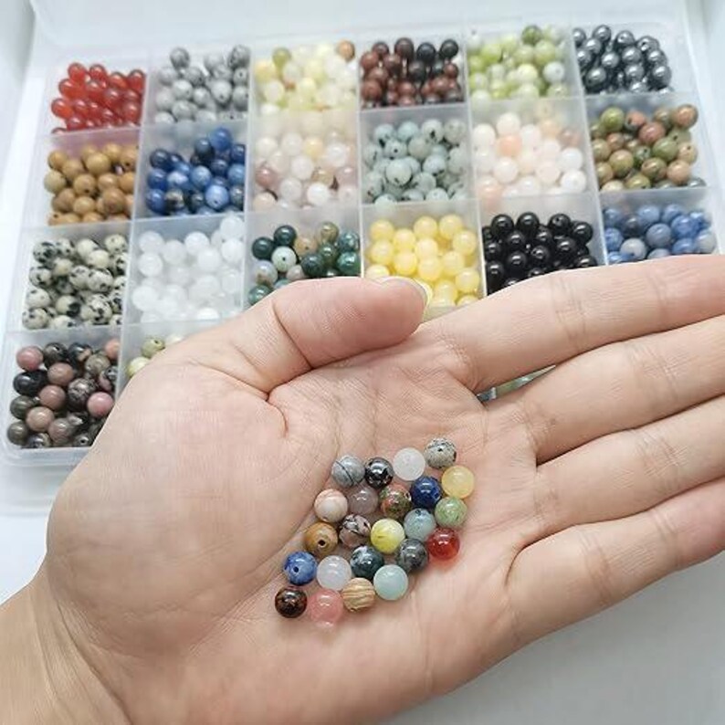 960pcs 6mm Natural Stone Beads, 24 Colors, Gemstone Beads for Jewelry ...