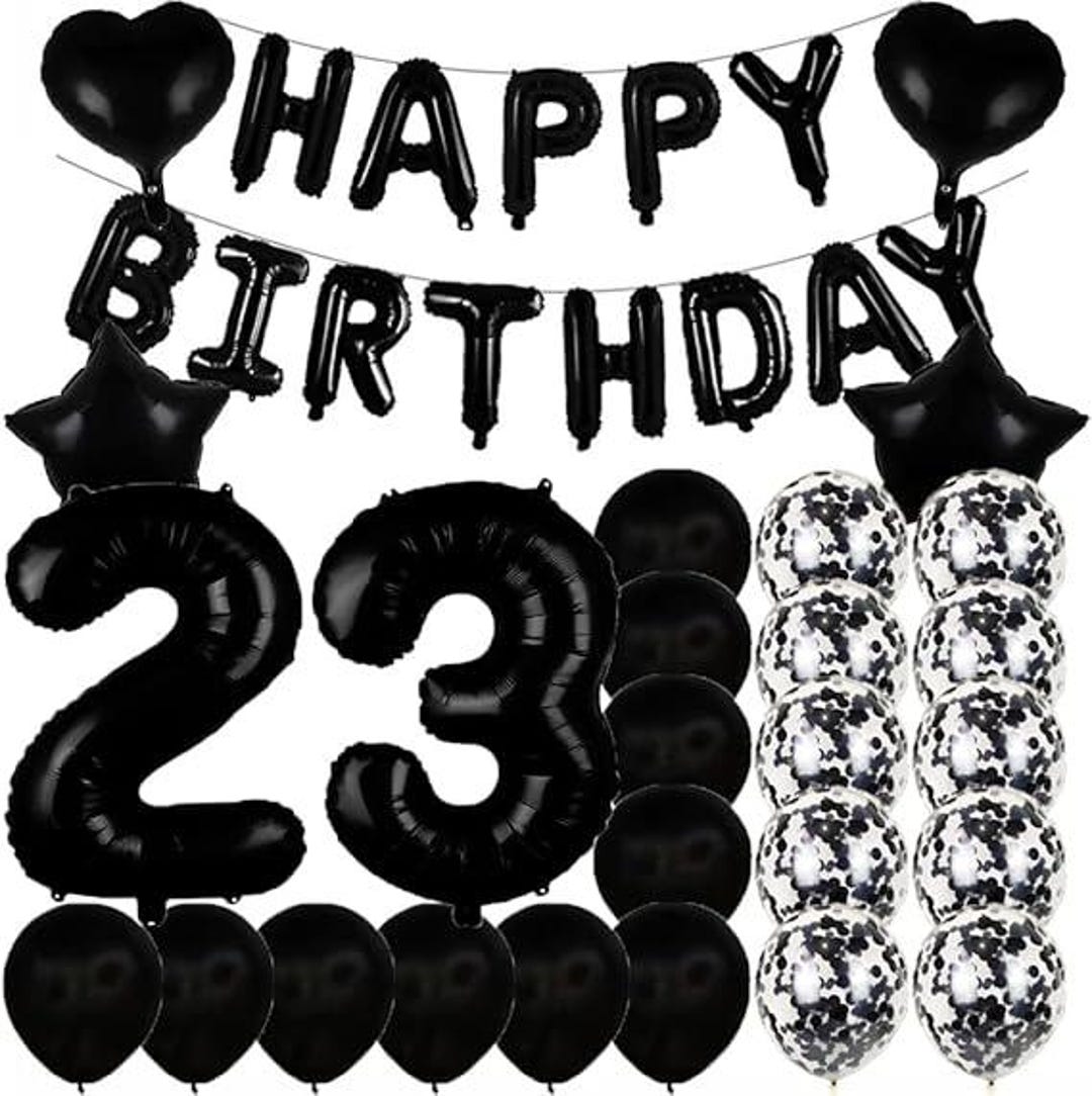 Sweet 23rd Birthday Decorations Black Number 23 Foil Mylar Balloons for ...