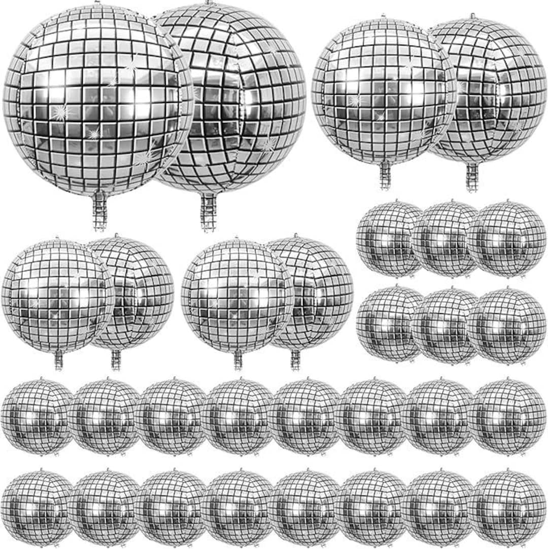 30 Metallic Silver Disco Ball Balloons - 70s Party Decorations - Etsy