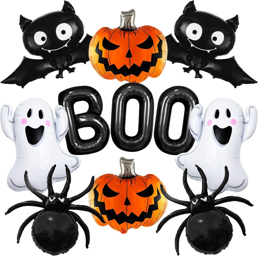 Halloween Balloon Set: Ghost, Bat, Spider, Pumpkin - Spooky Party Decor ...