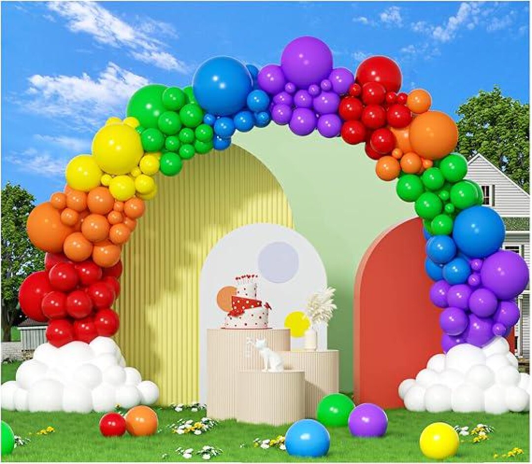 412pcs Rainbow Balloon Arch Kit Colorful Matte Balloons for Baby Shower ...