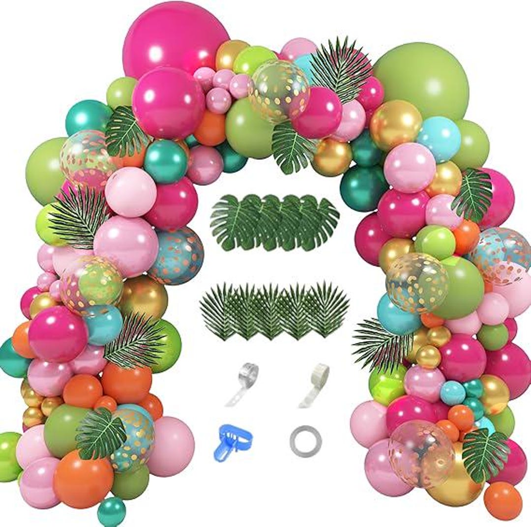 158pcs Tropical Balloon Arch Kit for Hawaiian Luau Flamingo Beach Party ...
