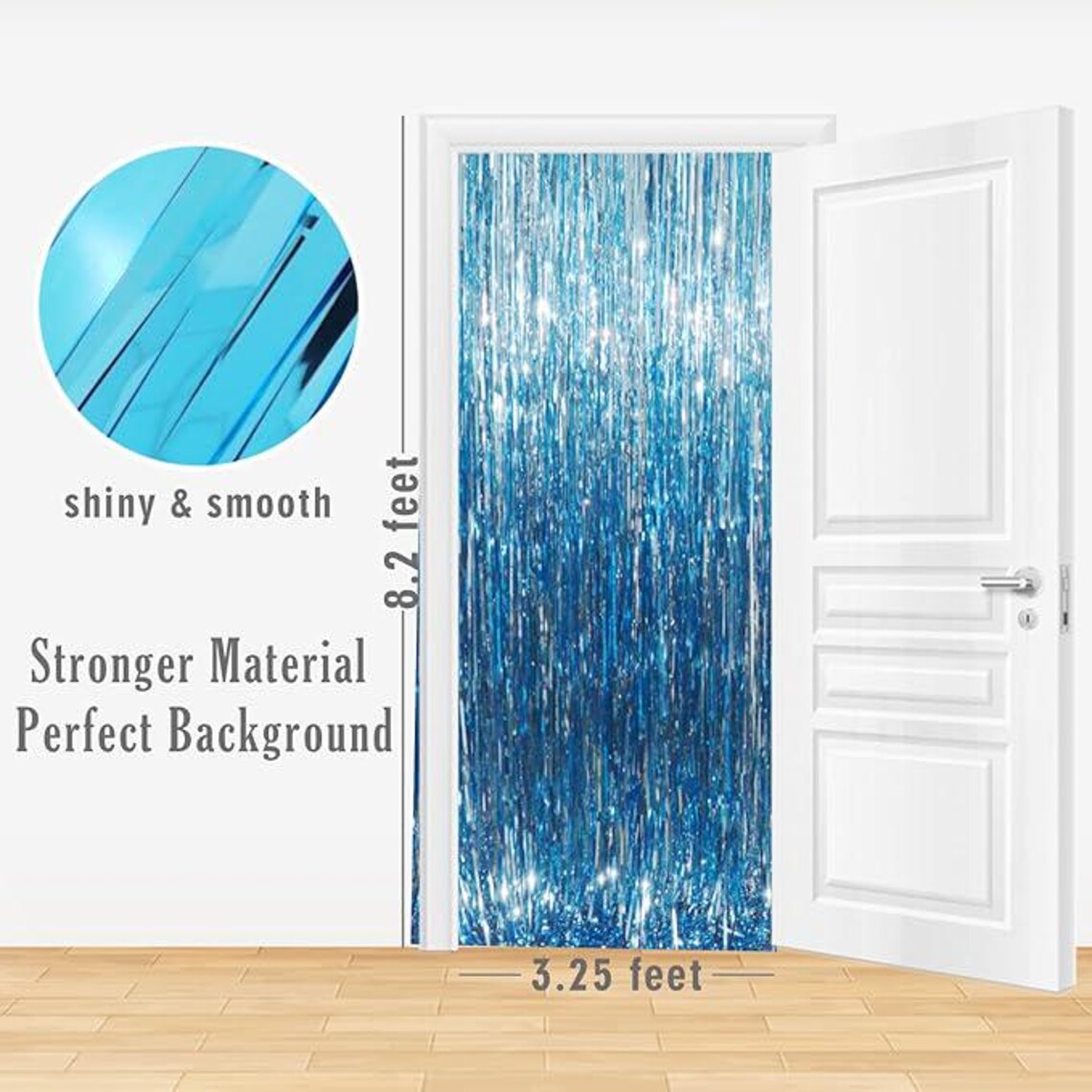 Light Blue Metallic Tinsel Backdrop 2 Pack 6.4x8.2ft Birthday & Party ...