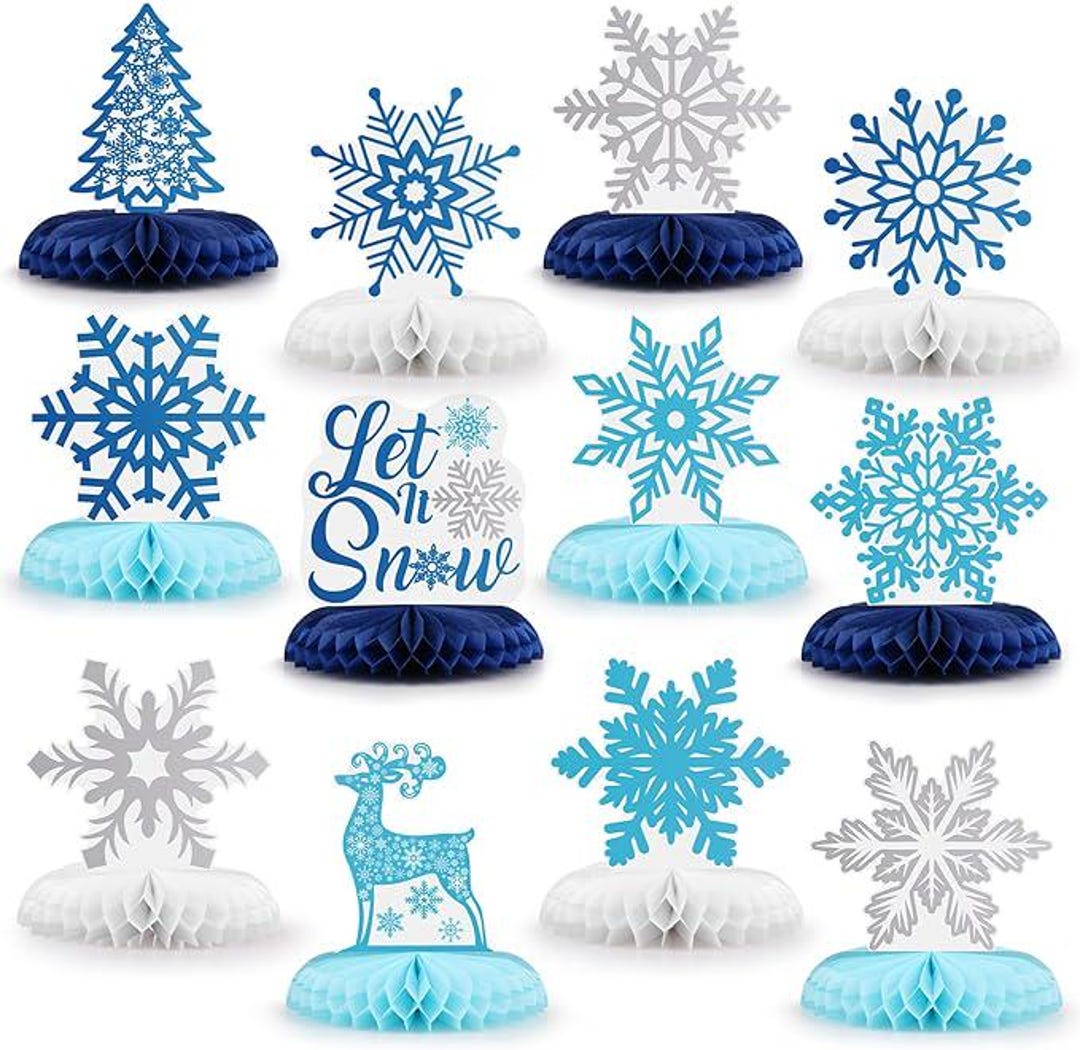 Snowflake Honeycomb Table Centerpieces 12pcs Winter Wonderland Party ...