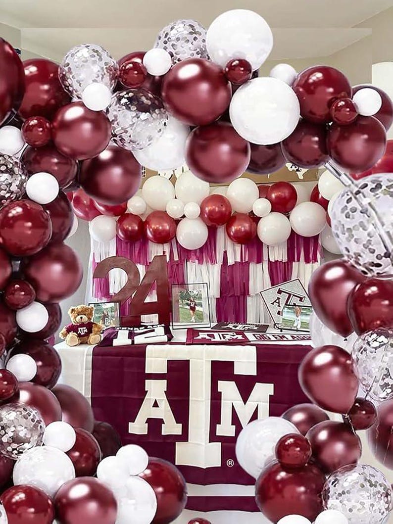 Maroon Graduation Party Decorations 2026 Balloon Arch Kit With White ...