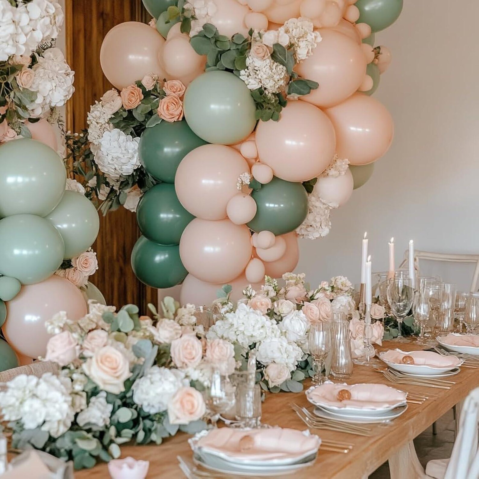 Pink & Sage Green Balloon Arch Kit: 131 Pcs Party Décor - Etsy