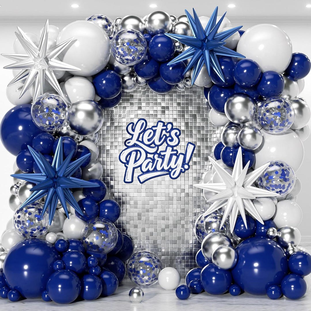 153-piece Navy Blue & Silver Balloon Garland Kit With Stars – Multi ...