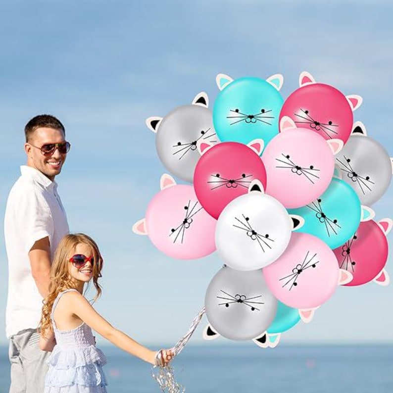 50pcs 12-inch Kitty Balloons With Ears, 5 Colors for Cat-themed Parties ...
