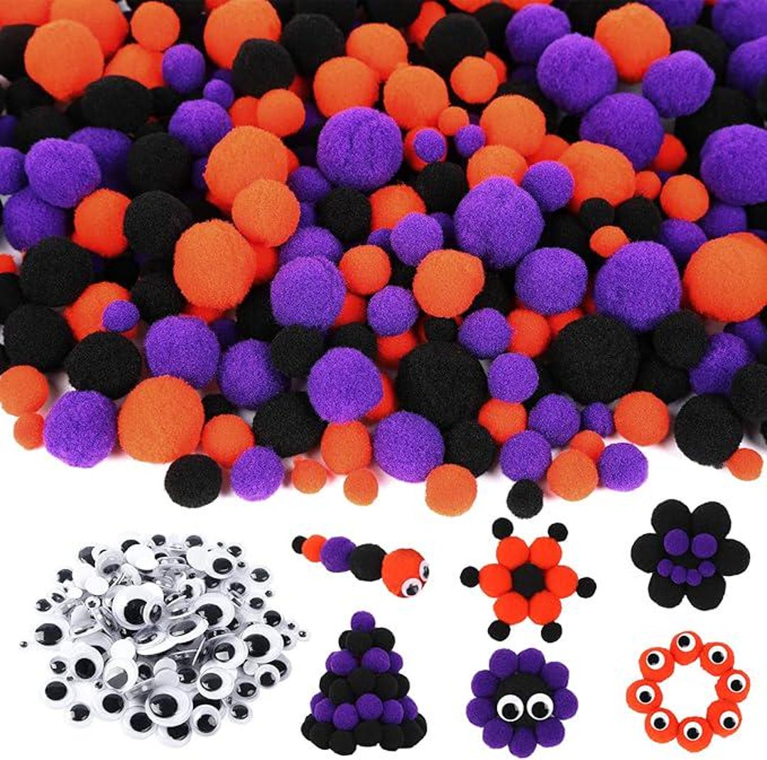 Halloween Pom Poms With Googly Eyes: DIY Craft Decoration Set - Etsy