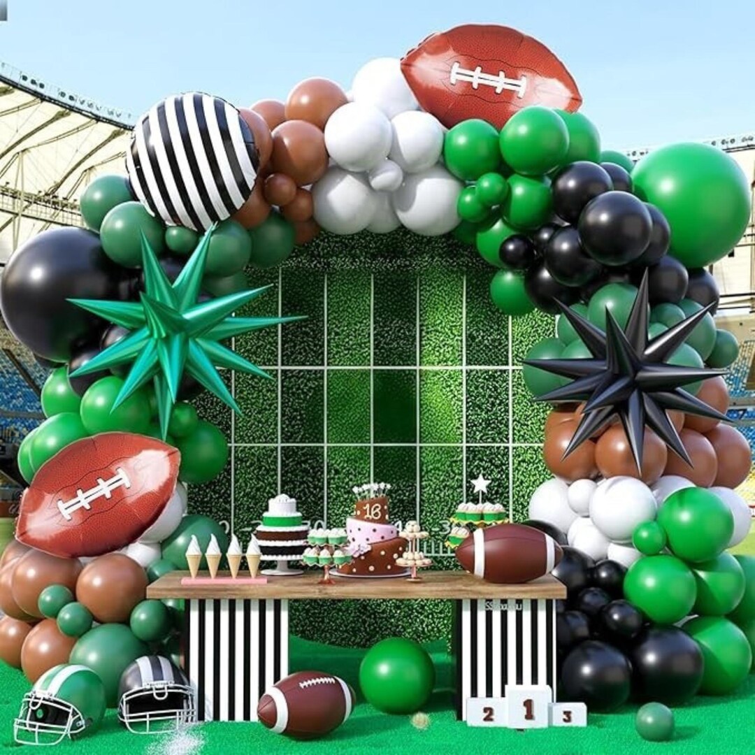 Football Balloon Arch Kit: Green, Brown & Black Sports Party Decor - Etsy