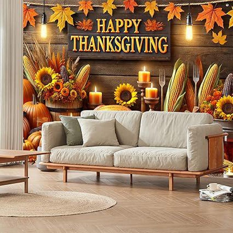 8x6ft Thanksgiving Backdrop With Roasted Turkey Harvest Decor for Home ...