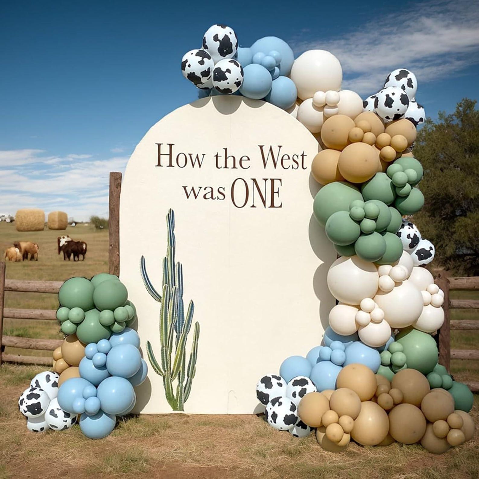 153PCS Green Cow Balloon Arch Kit for Farm, Western, Baby Shower ...