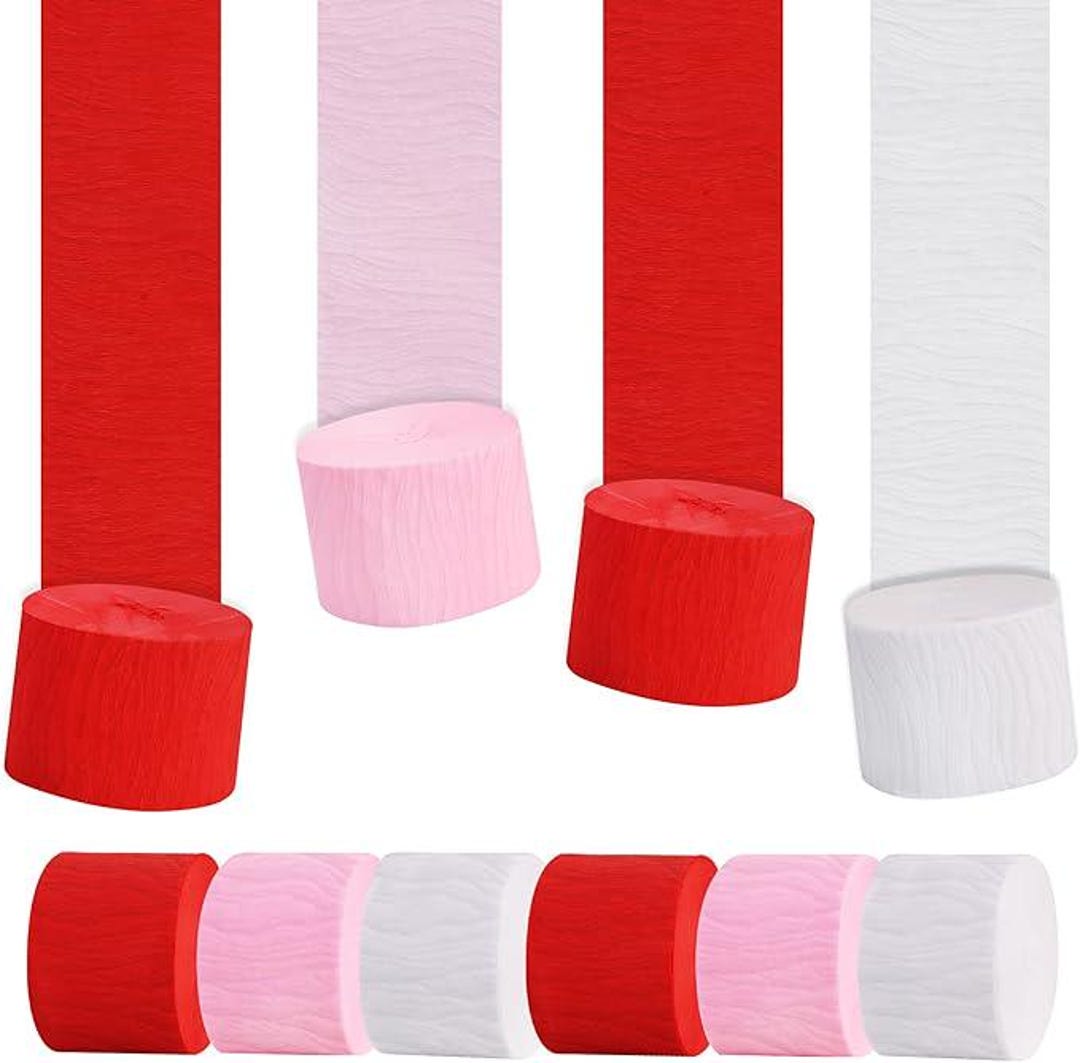 6 Rolls Red White Pink Crepe Paper Streamers 492ft Party Decorations - Etsy