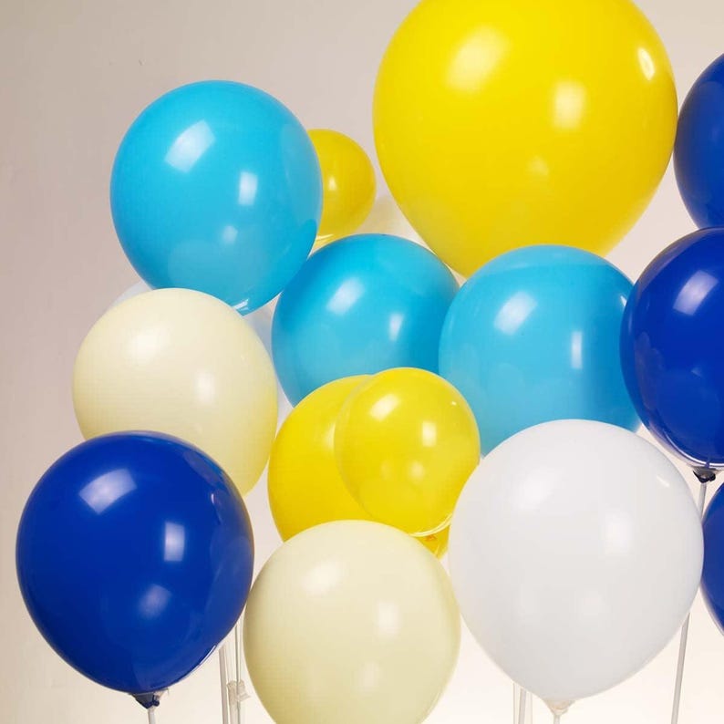 136pcs Blue Yellow Balloon Garland Kit – Royal & Lemon Balloons for ...