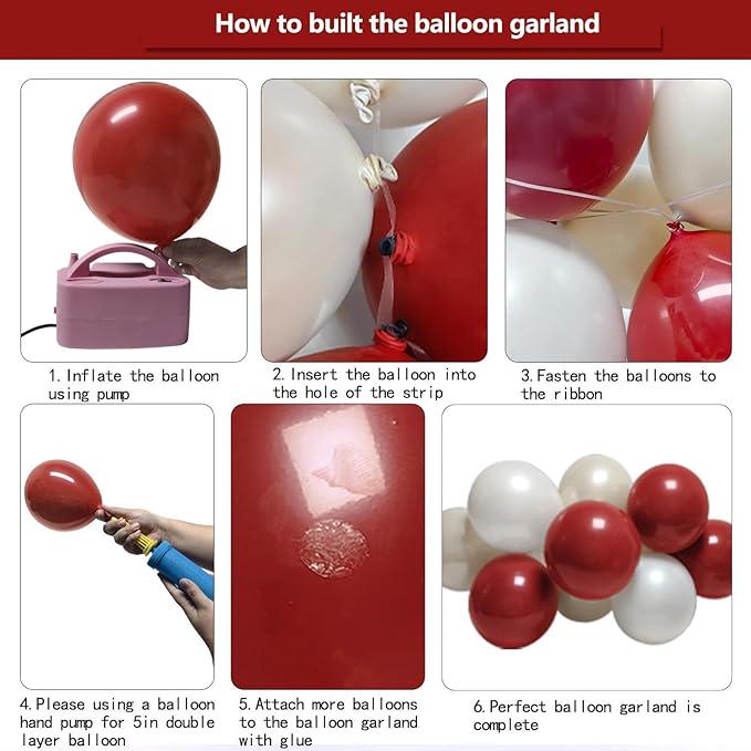 Red White Balloon Arch Kit Double Stuffed Burgundy Pearl Balloons for ...