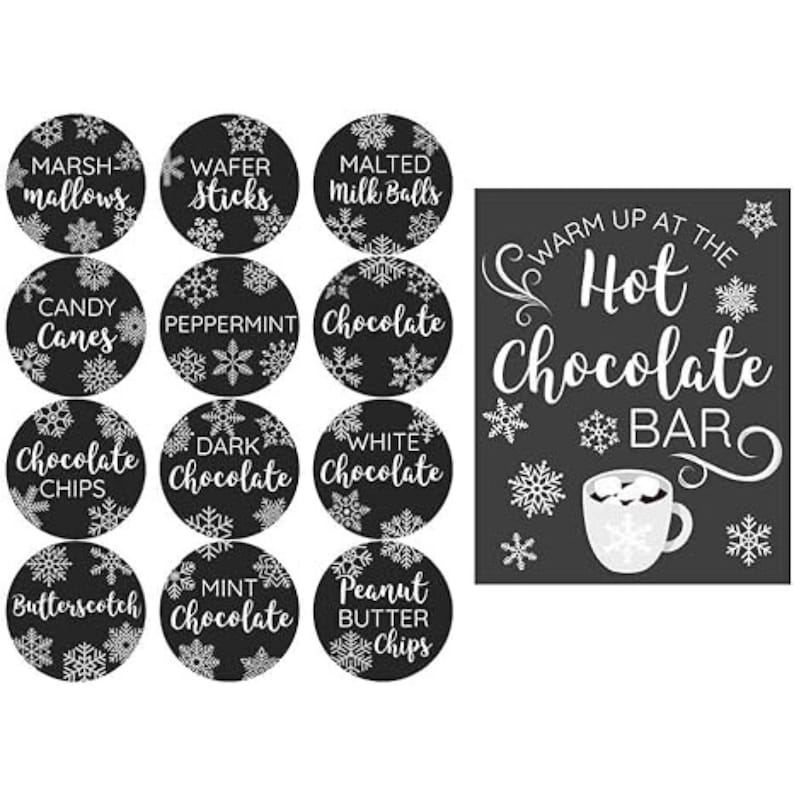 Hot Chocolate Bar Station Kit With Labels, 8x10 Sign & Cocoa Bar ...