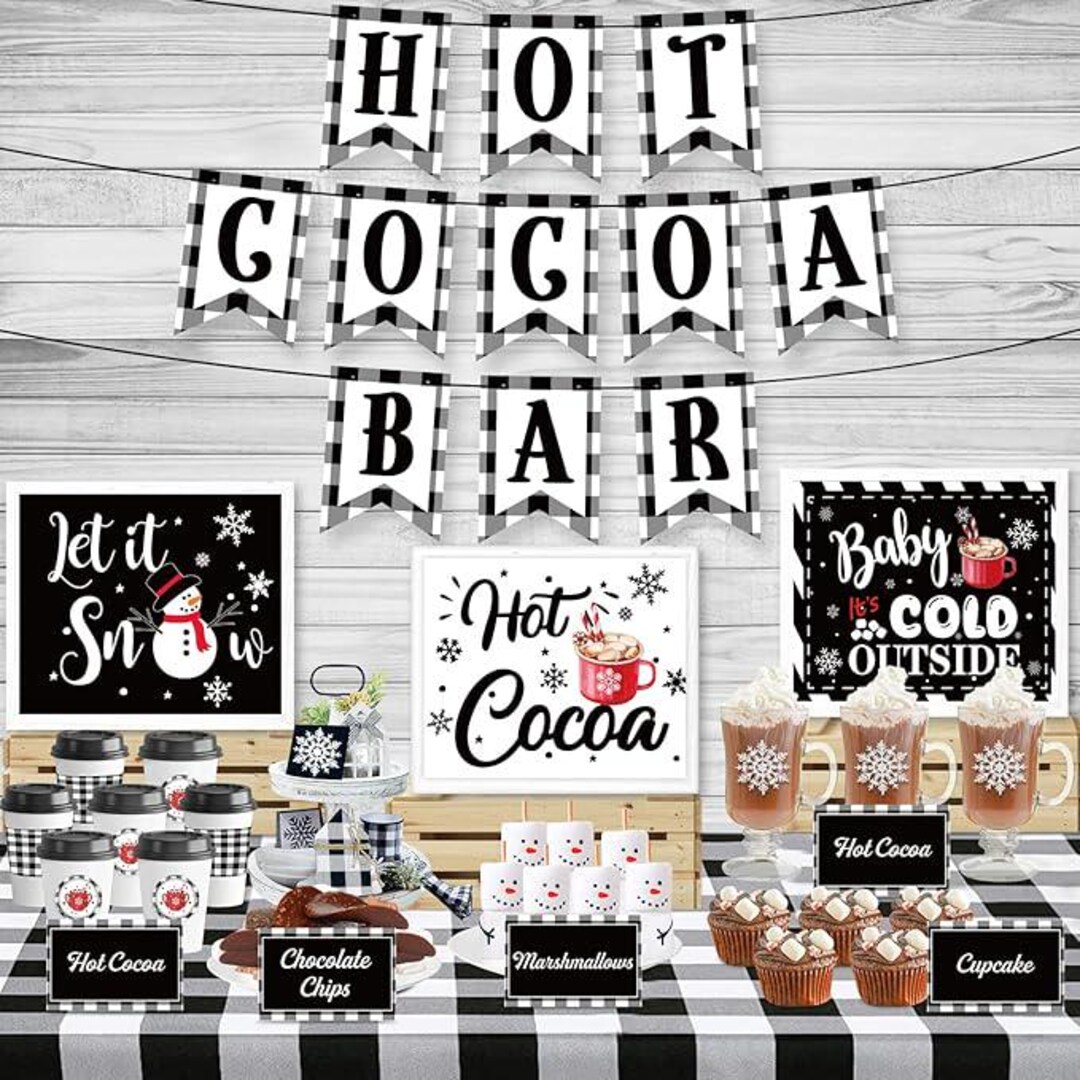 Hot Cocoa Bar Kit With Banner, Signs, Labels & Cup Tags Christmas and ...
