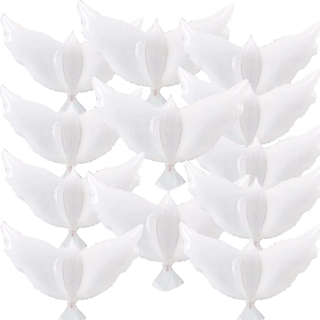 12pcs 36-inch White Dove Balloons for Wedding, Memorial, and Party ...