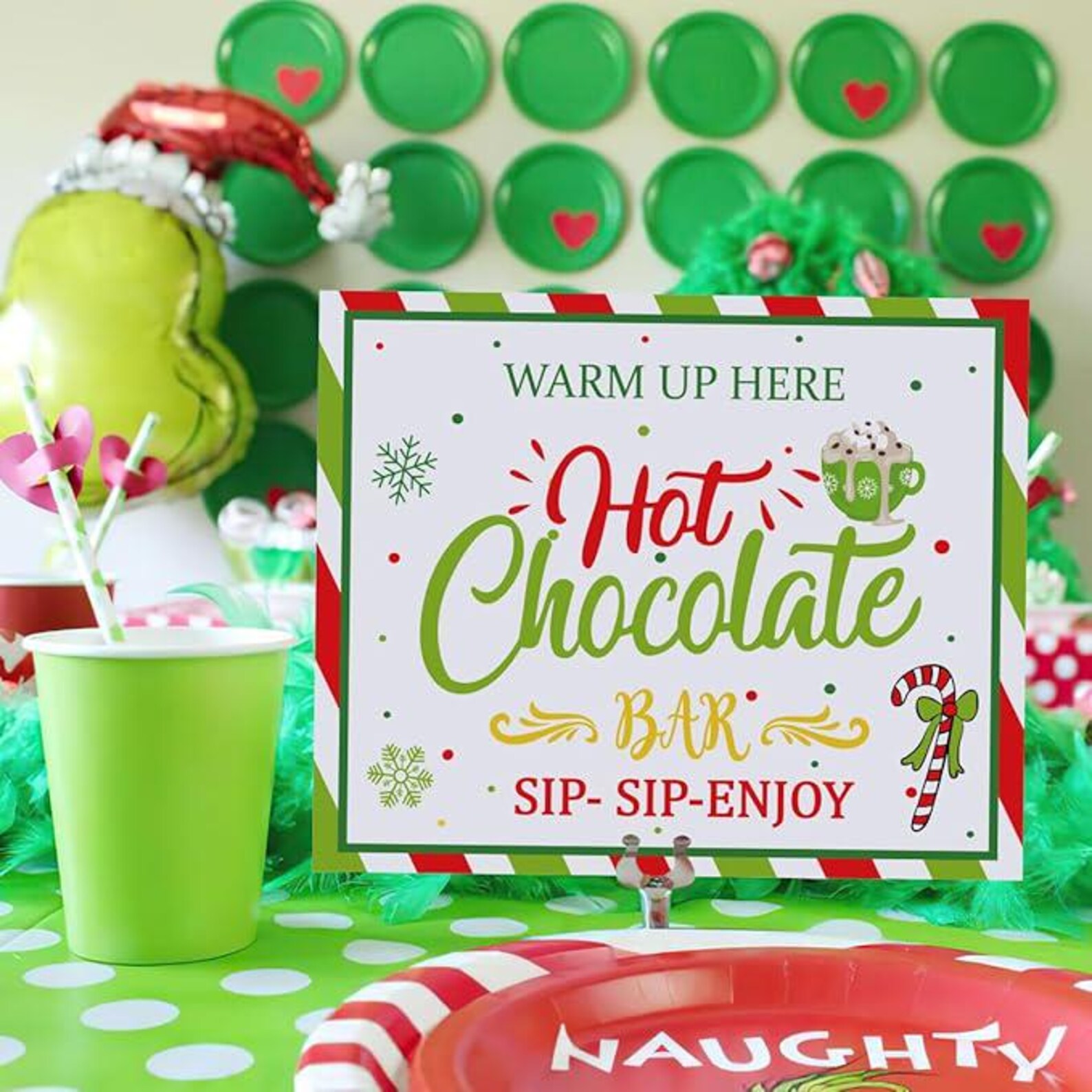 Winter Hot Chocolate Bar Kit With Red Green Banner, Labels & Cup Tags ...