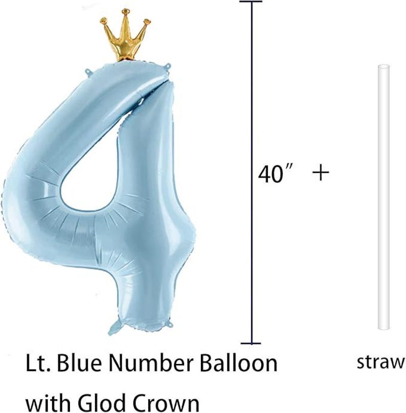 Blue Number 4 Balloon With Crown: 4th Birthday Party Decoration - Etsy