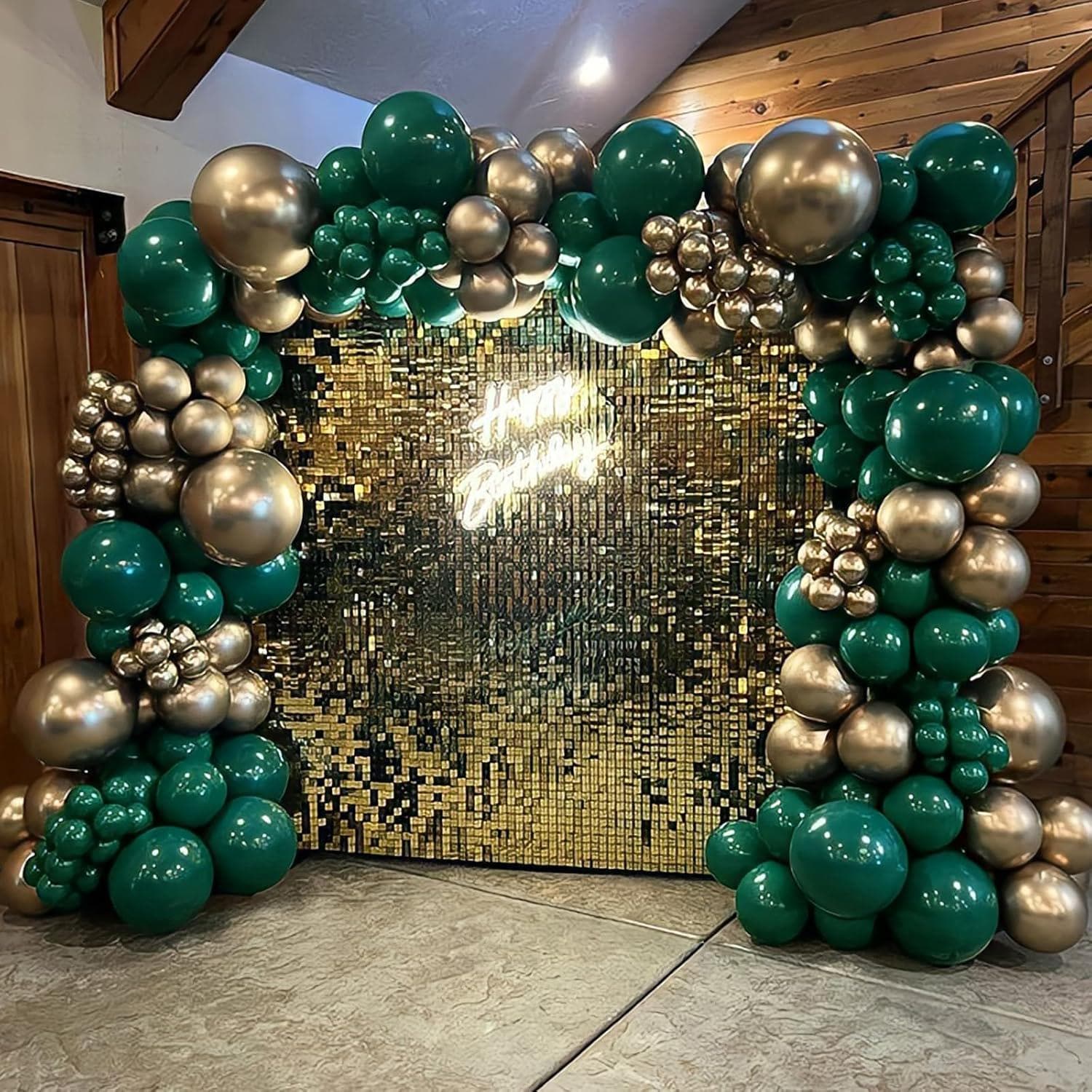 Green Gold Balloon Arch Kit 144PCS Emerald Green Metallic Gold Balloons ...