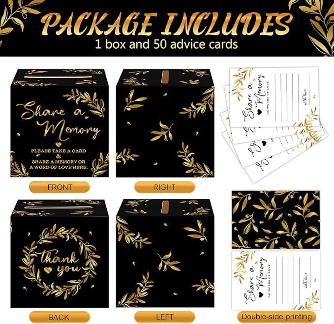 50PCS Share a Memory Cards Box for Funeral Wedding Birthday Anniversary ...