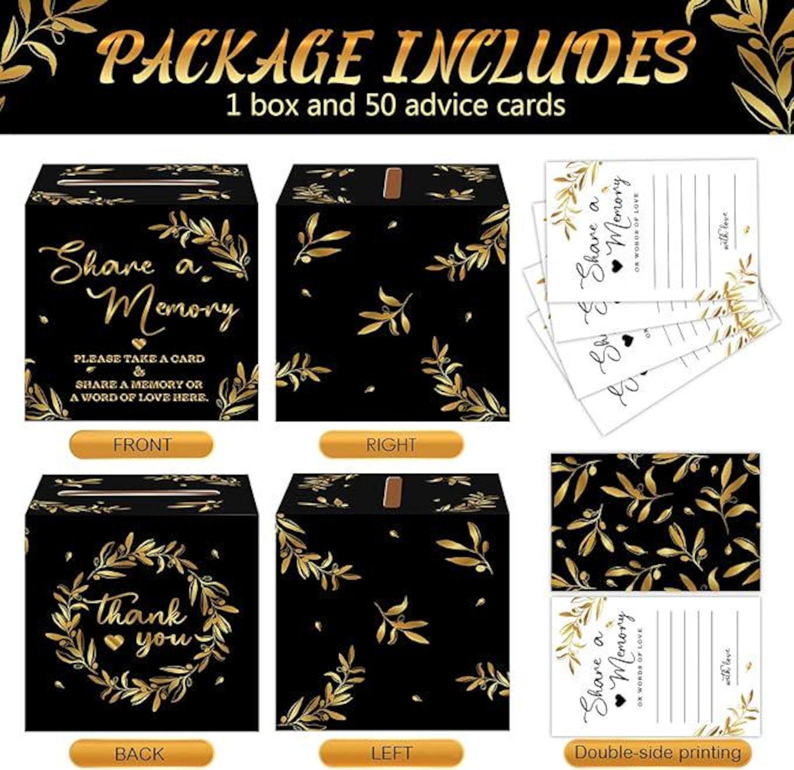 50PCS Share a Memory Cards Box for Funeral Wedding Birthday Anniversary ...