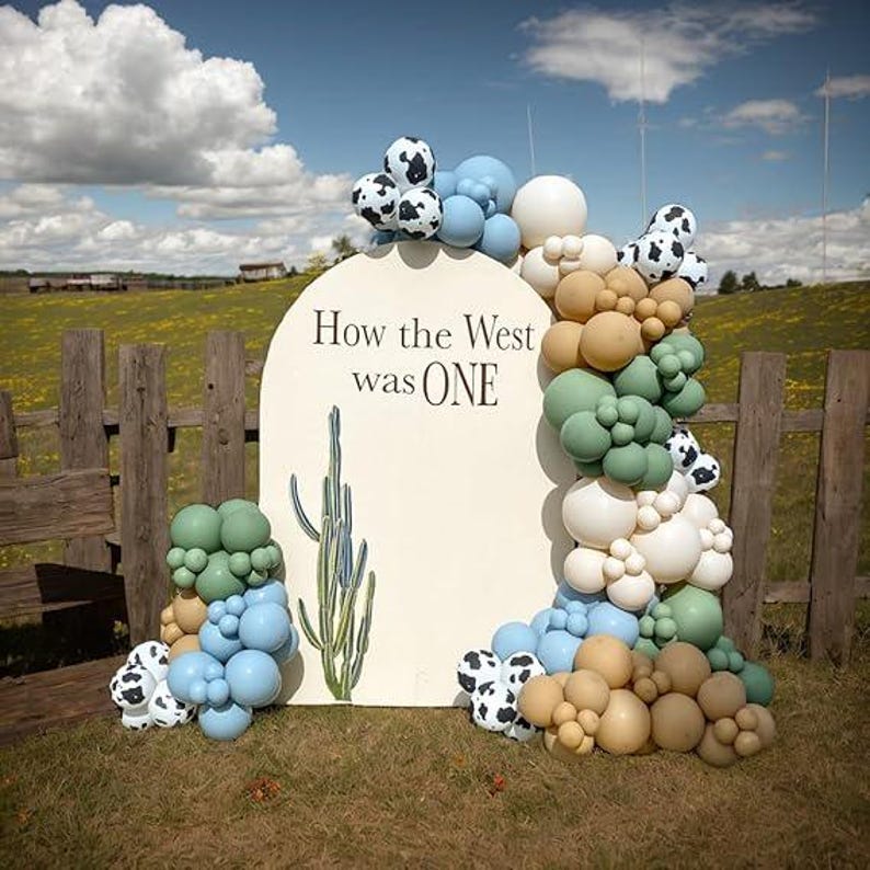 153PCS Green Cow Balloon Arch Kit for Farm, Western, Baby Shower ...