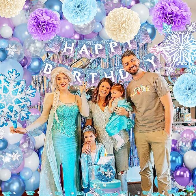 Winter Snow 3rd Birthday Party Supplies for Girls With Balloons, Candle ...