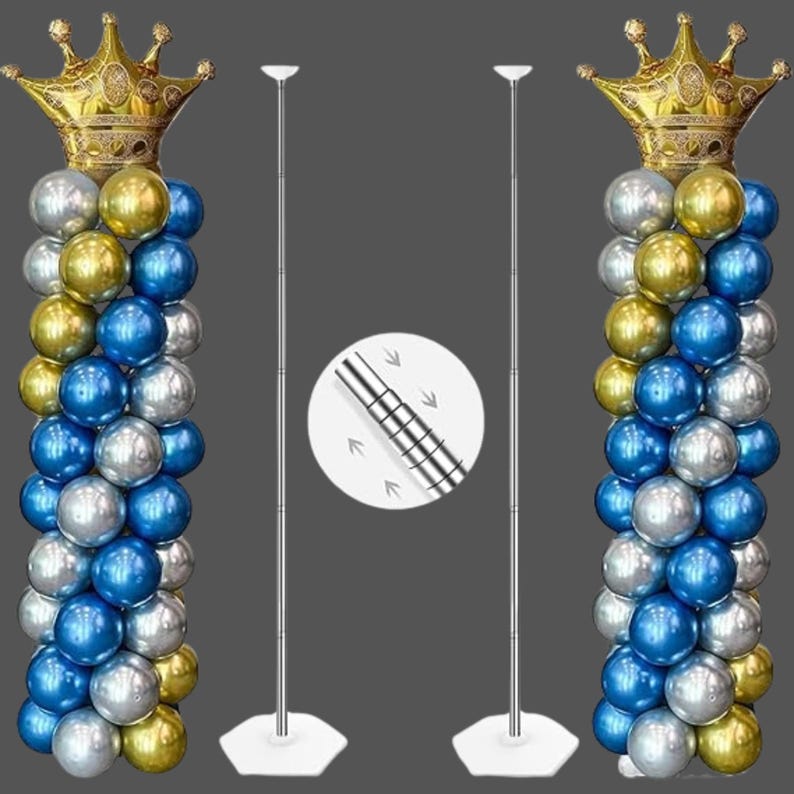 Adjustable 7FT Balloon Column Stand Kit: Stainless Steel Party Decor (2 ...