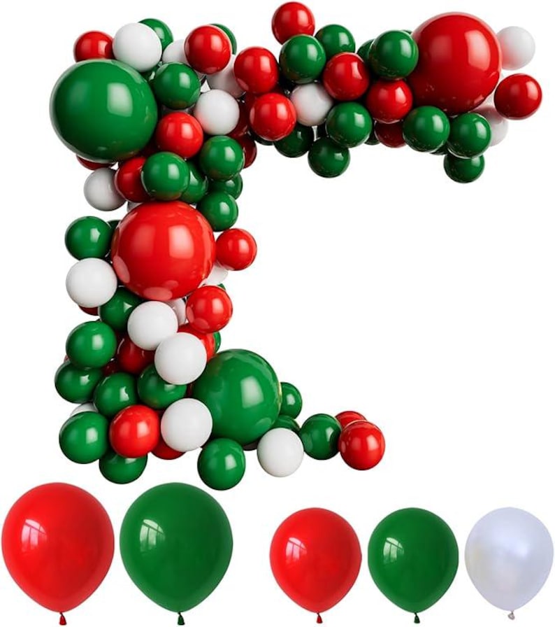 Red, Green & White Balloon Garland for Birthday, Baby Shower, Wedding ...