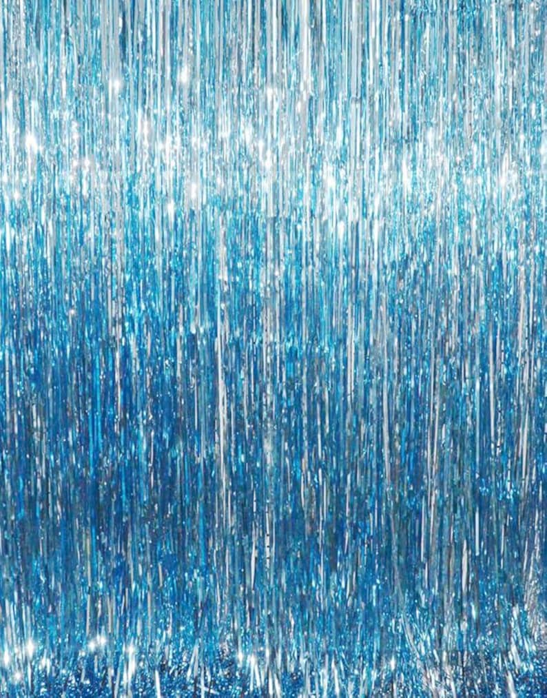 Light Blue Metallic Tinsel Backdrop 2 Pack 6.4x8.2ft Birthday & Party ...