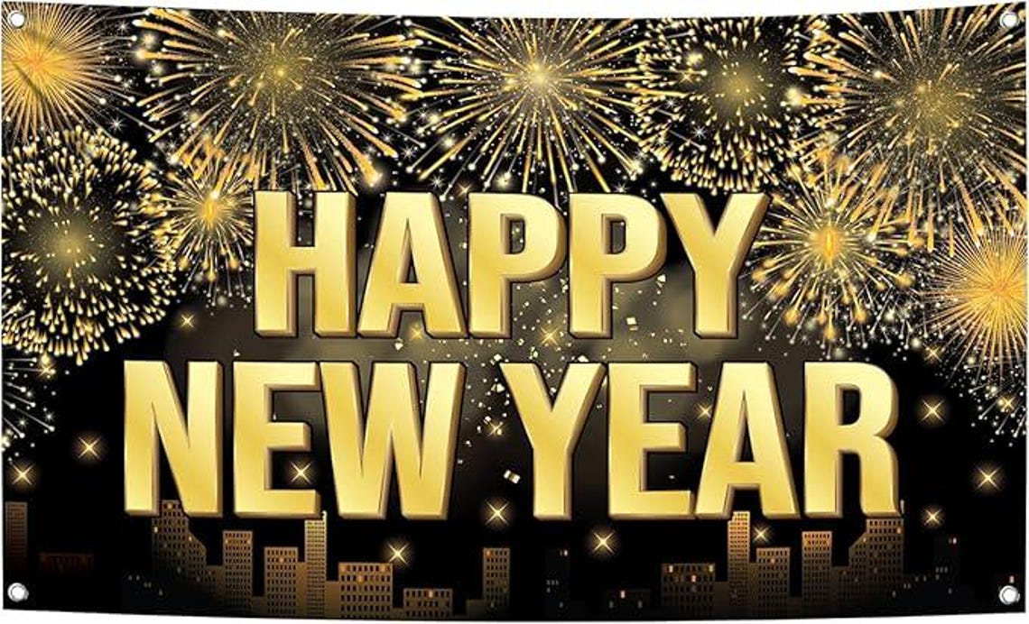 XL Happy New Year Banner 2026 72x44 Inch Backdrop NYE Party Decorations ...