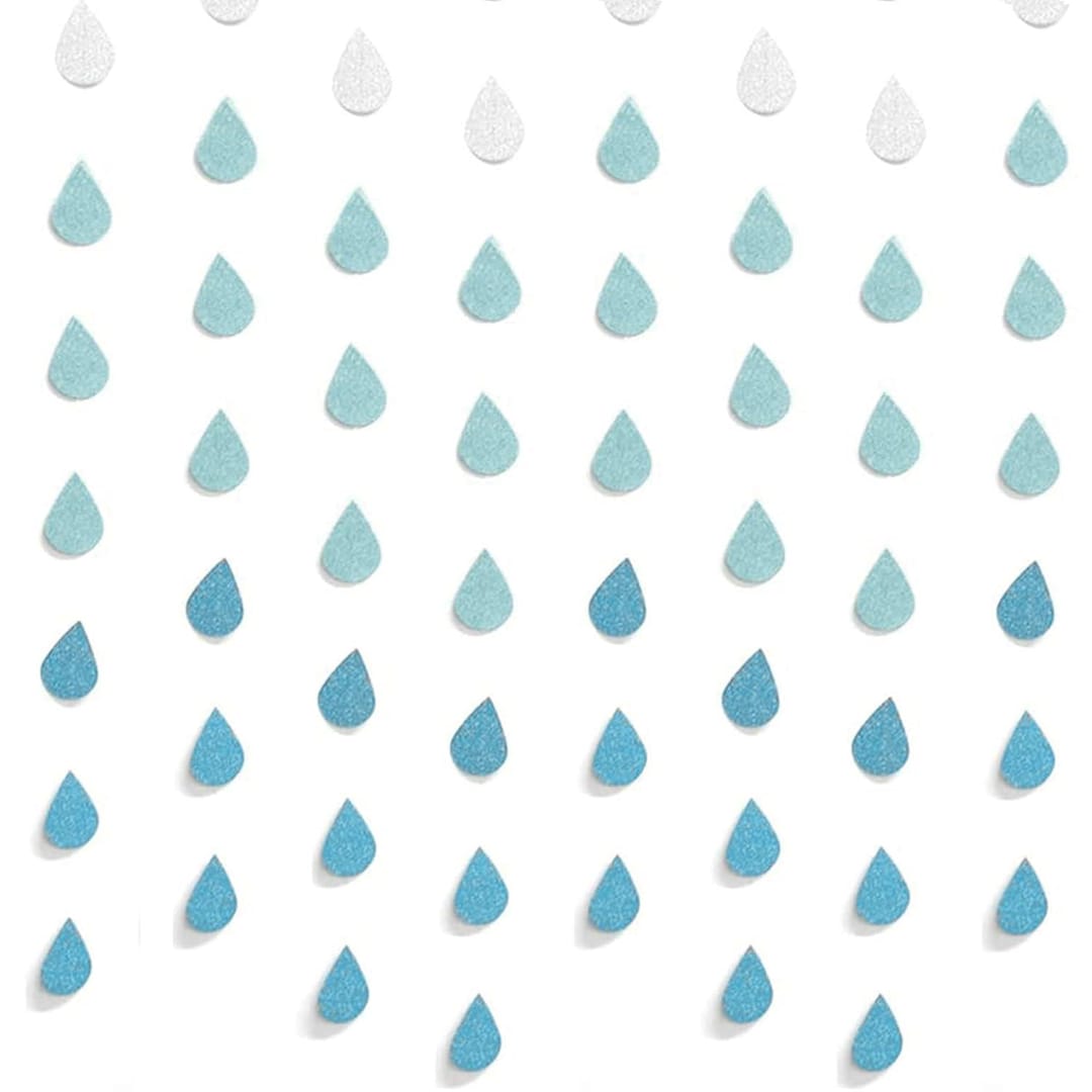 24 Strings Blue Raindrop Garland – Hanging Paper Rain Decorations for ...