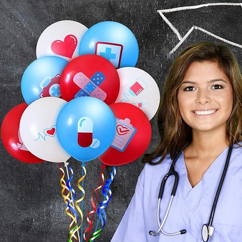 60pcs Nurse Balloons Party Decorations for Nursing Graduation RN Themed ...