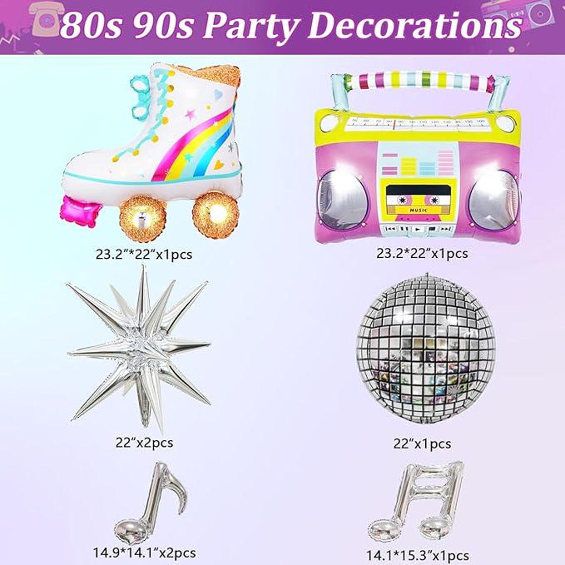 167pcs 80s 90s Neon Balloon Arch Kit With Music Note, Star & Disco Ball ...