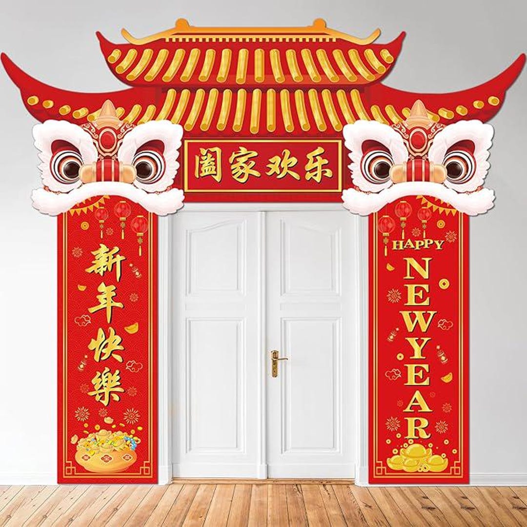 3 Pcs Chinese Lion Dance Door Banners 2026 Lunar New Year Spring ...