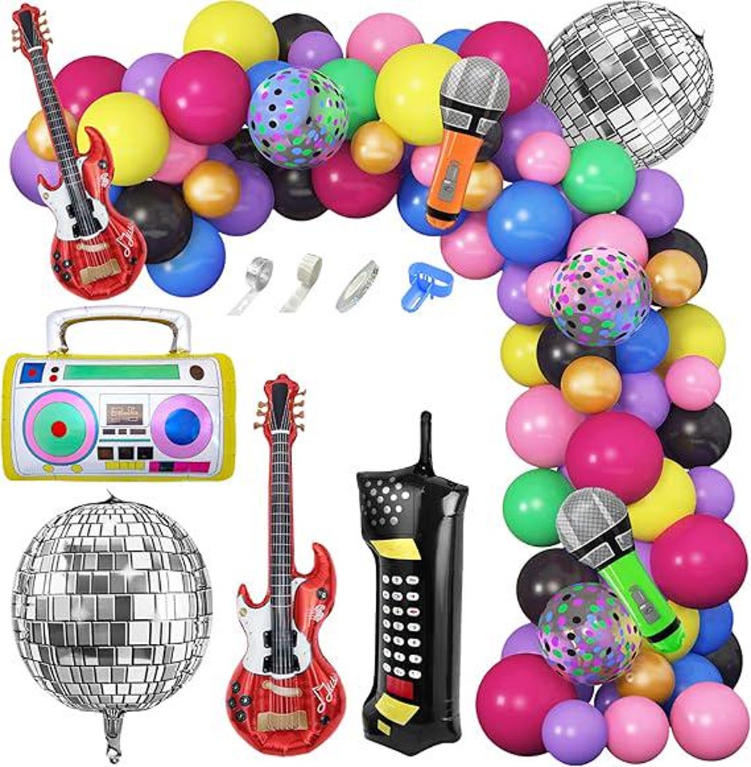 80s 90s Party Decorations Balloon Garland Kit With Retro Foil Balloons ...