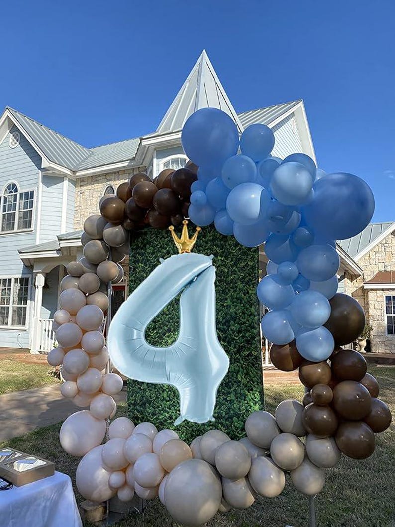 Blue Number 4 Balloon With Crown: 4th Birthday Party Decoration - Etsy