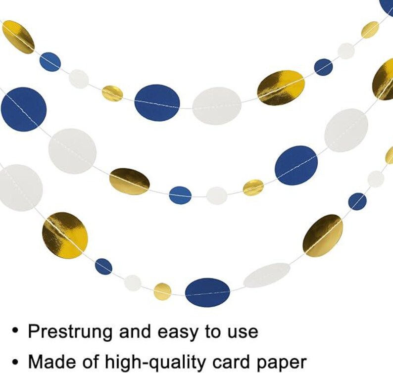 Blue Gold Circle Garland Polka Dot Streamer Hanging Decorations Ramadan ...