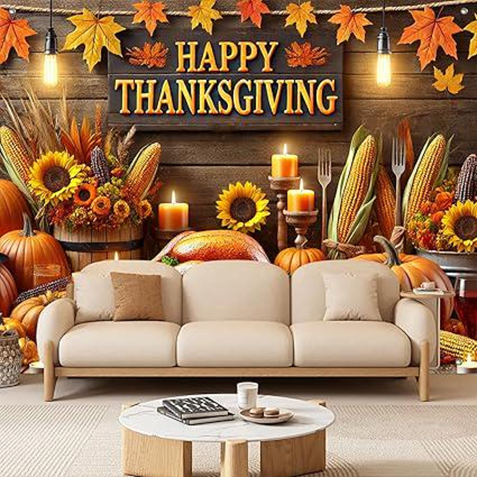 8x6ft Thanksgiving Backdrop With Roasted Turkey Harvest Decor for Home ...
