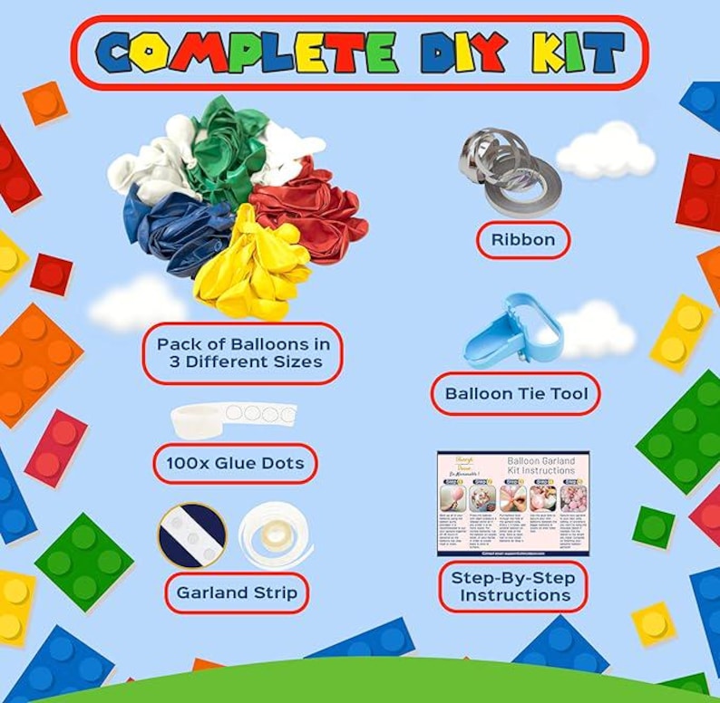 All-in-one Primary Color Balloon Arch Kit – Red, Blue, Green Balloons ...